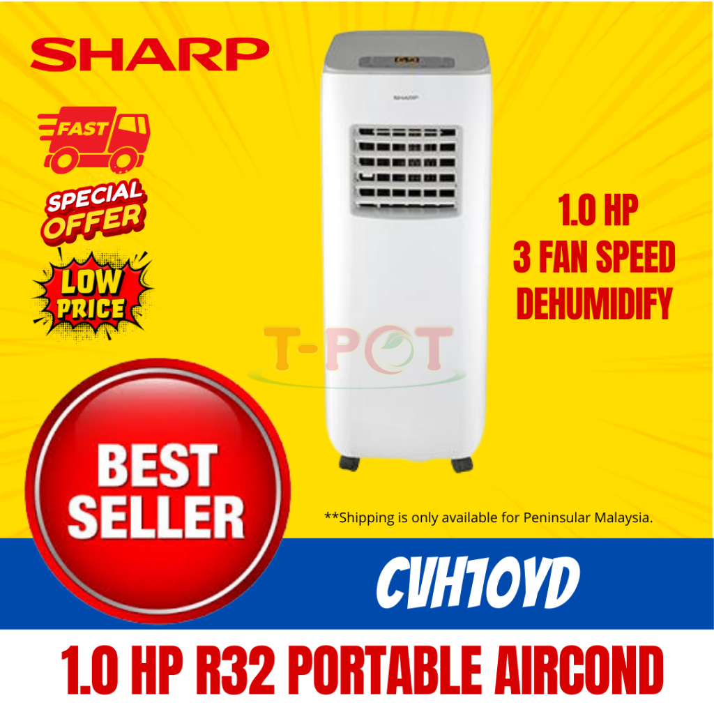 Sharp Portable Air Conditioner 1.0HP R32 CVH10YD NEW-SB | Shopee Malaysia