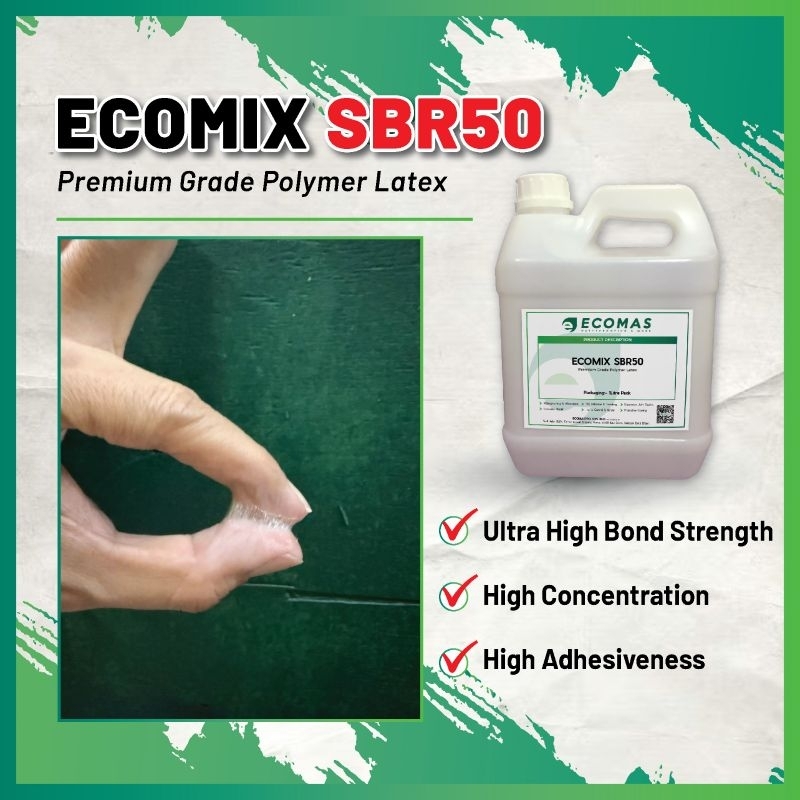 ECOMIX SBR50 LATEX (4LITRE / 1LITRE PACK) High Solid Content SBR Water Resistant Bonding Aid for ...