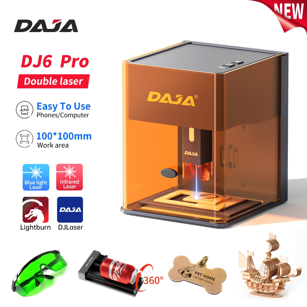DAJA DJ6 Pro Laser Engraver with Higher Columns Portable Laser Engraving Machine for Metal DIY ...