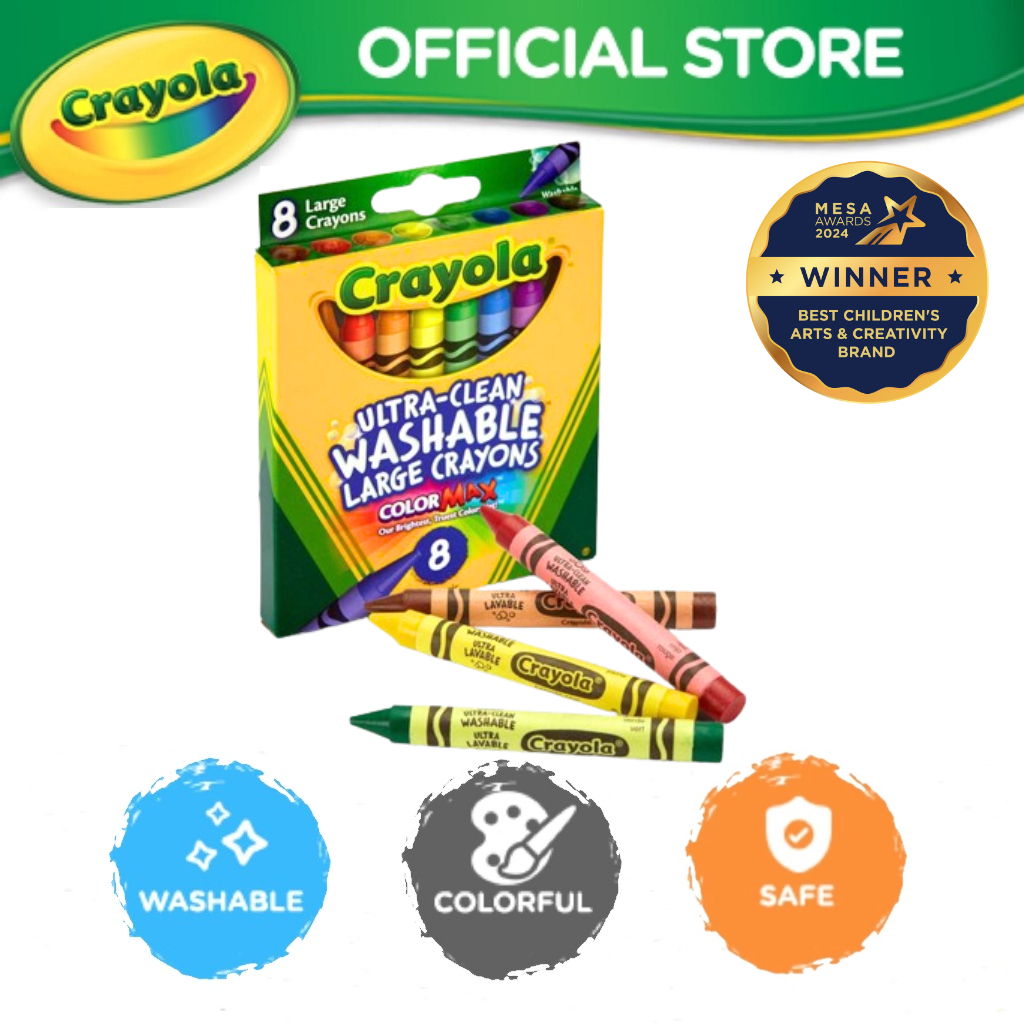 Crayola 8 Colors Ultra Clean Large Washable Crayons For Ages 3 ...