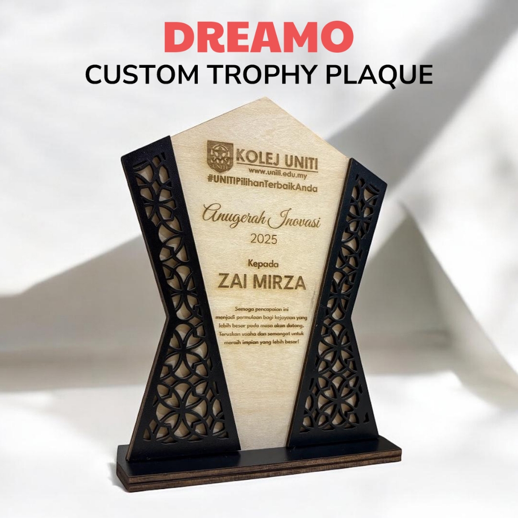 Custom Wood Trophy Award Plaque Hadiah Trofi Cenderahati | Shopee Malaysia