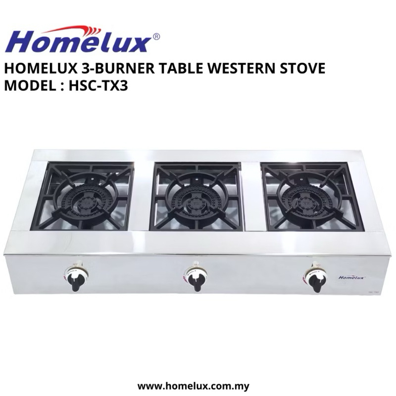 HOMELUX HSC-TX3 High Pressure Commercial 3-Burner Table WESTERN Gas ...
