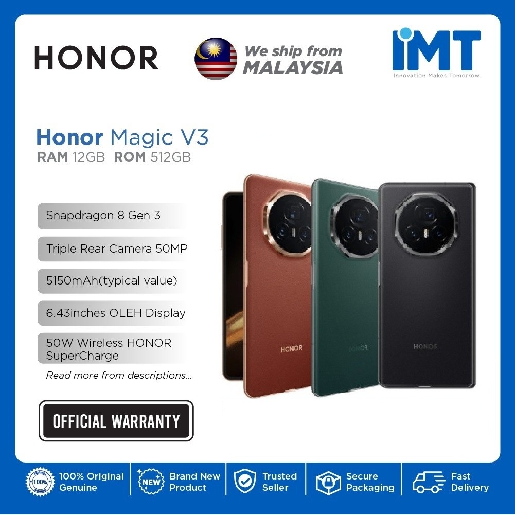 Honor Magic V3 Smartphone | Qualcomm Snapdragon 8 Gen 3 | 7.9" AMOLED ...