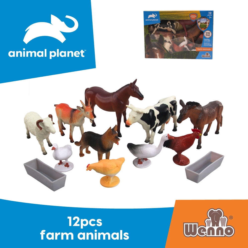 Wenno x Animal Planet 12pcs Farm Animals in window box Educational ...