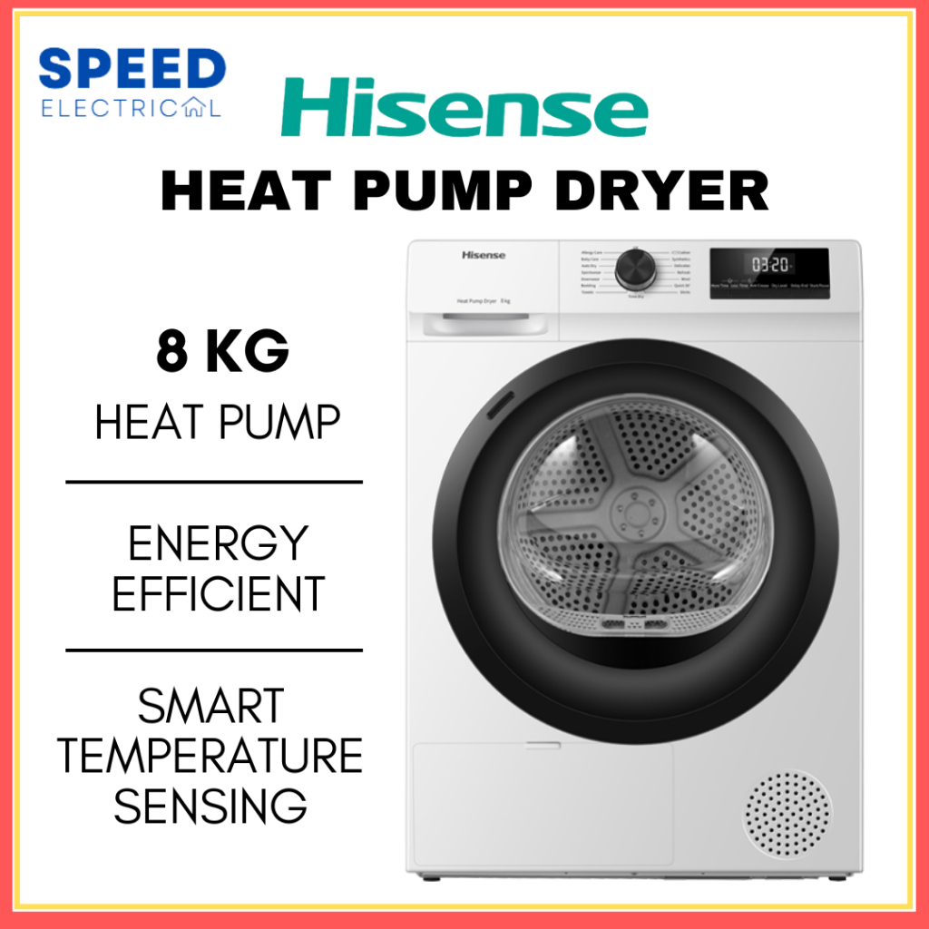 HISENSE HEAT PUMP DRYER 8KG DHQE805UW 烘干机 PENGERING BAJU DRYER HEAT ...