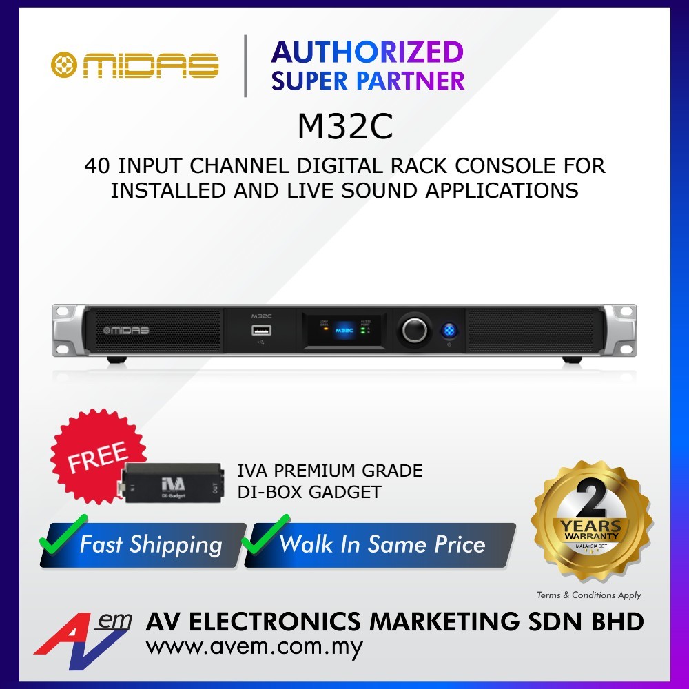 MIDAS M32C Digital Rack Mixer for Installed and Live Sound Applications ...