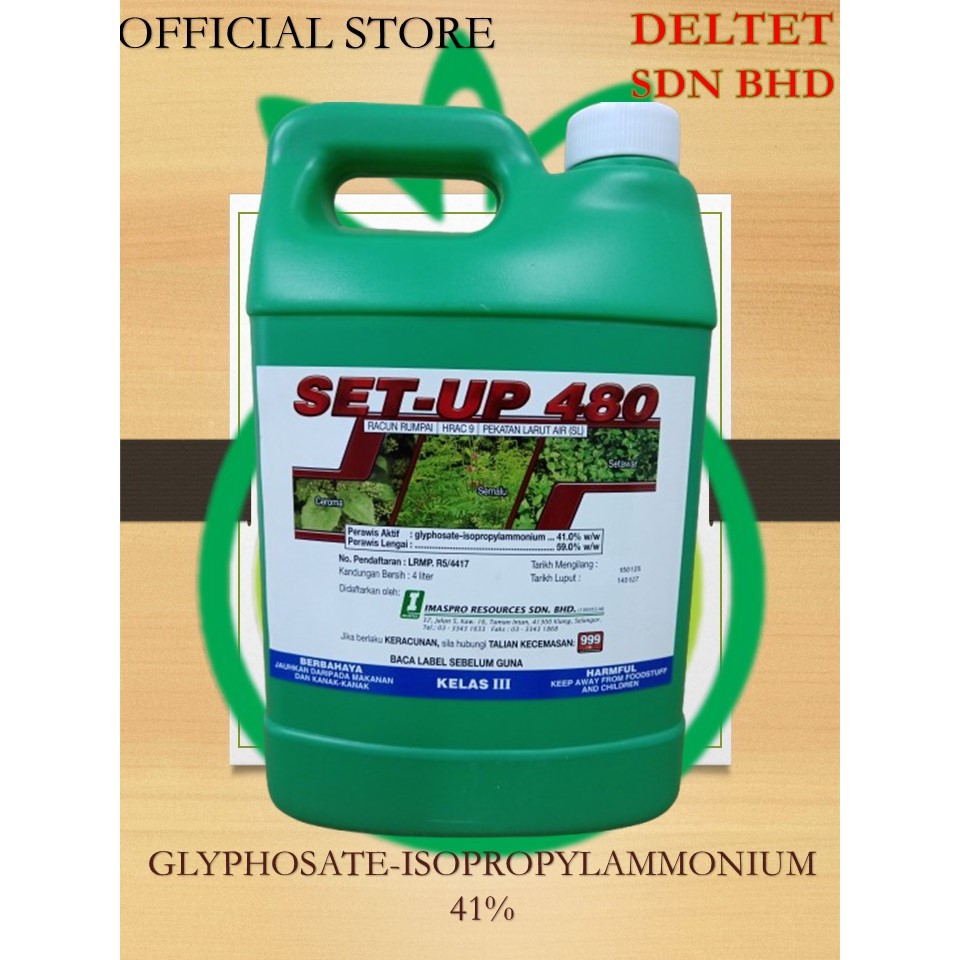 SET-UP 480 (4L) -Glyphosate 41% - Racun Rumpai Rumput (Same As Ecomax ...