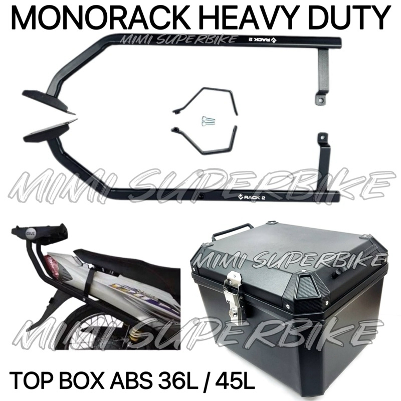 MODENAS KRISS120 MR1 MONORACK HEAVY DUTY & TOP BOX ABS TANKER 36L 45L ...