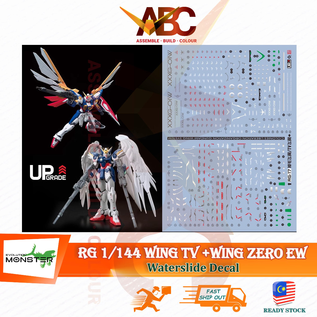 (Evo Monster) Waterslide Decal - RG 1/144 Wing TV + Wing Zero EW (Fluo ...