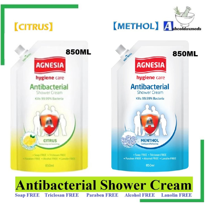 Agnesia Antibacterial Shower Cream Refill Pack 850ml (CITRUS/MENTHOL ...