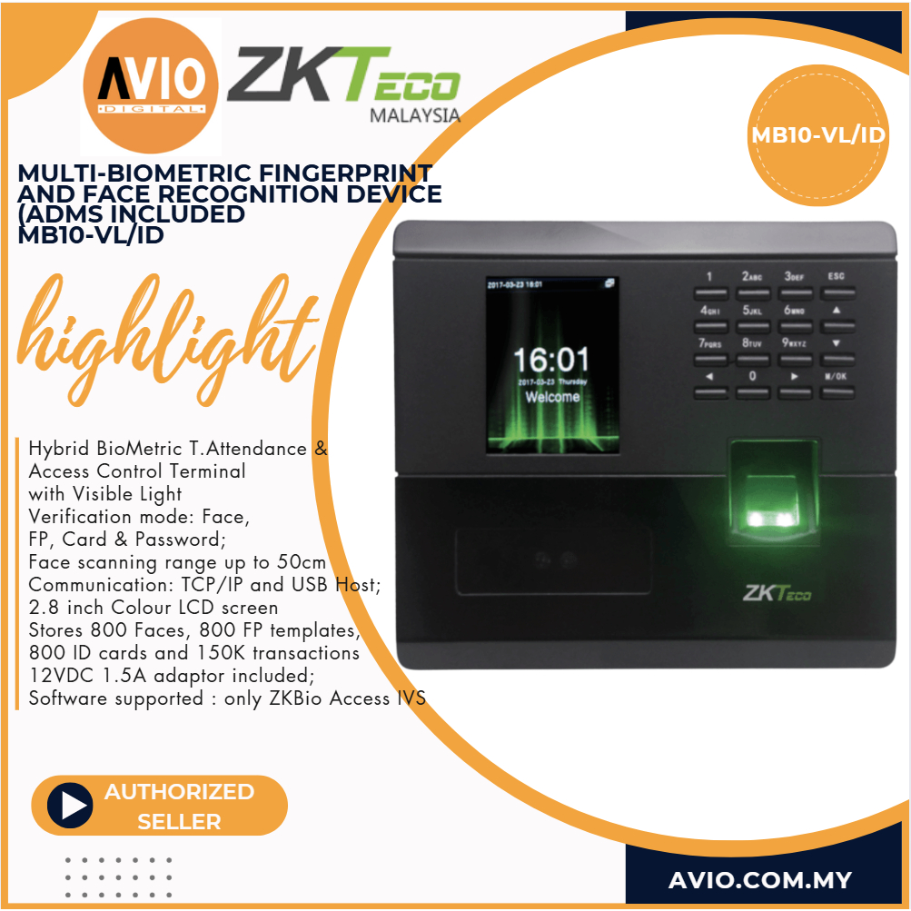 ZKTeco Fingerprint Face 125KHz ID EM Card Password Door Access Control ...