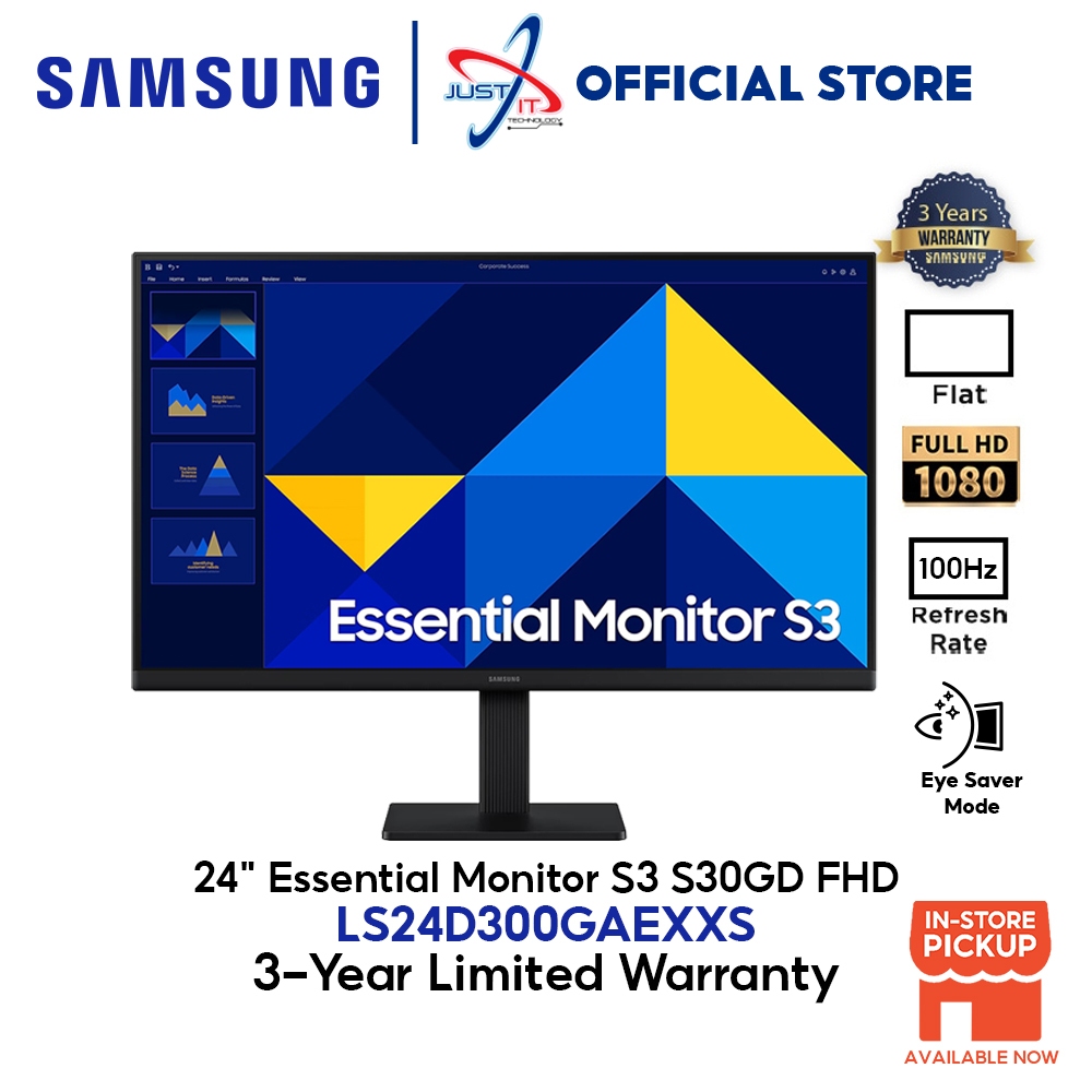 SAMSUNG LS24D300GAEXXS (24") / LS27D300GAEXXS (27") S3 S30GD Essential Monitor (IPS FHD / 5MS ...