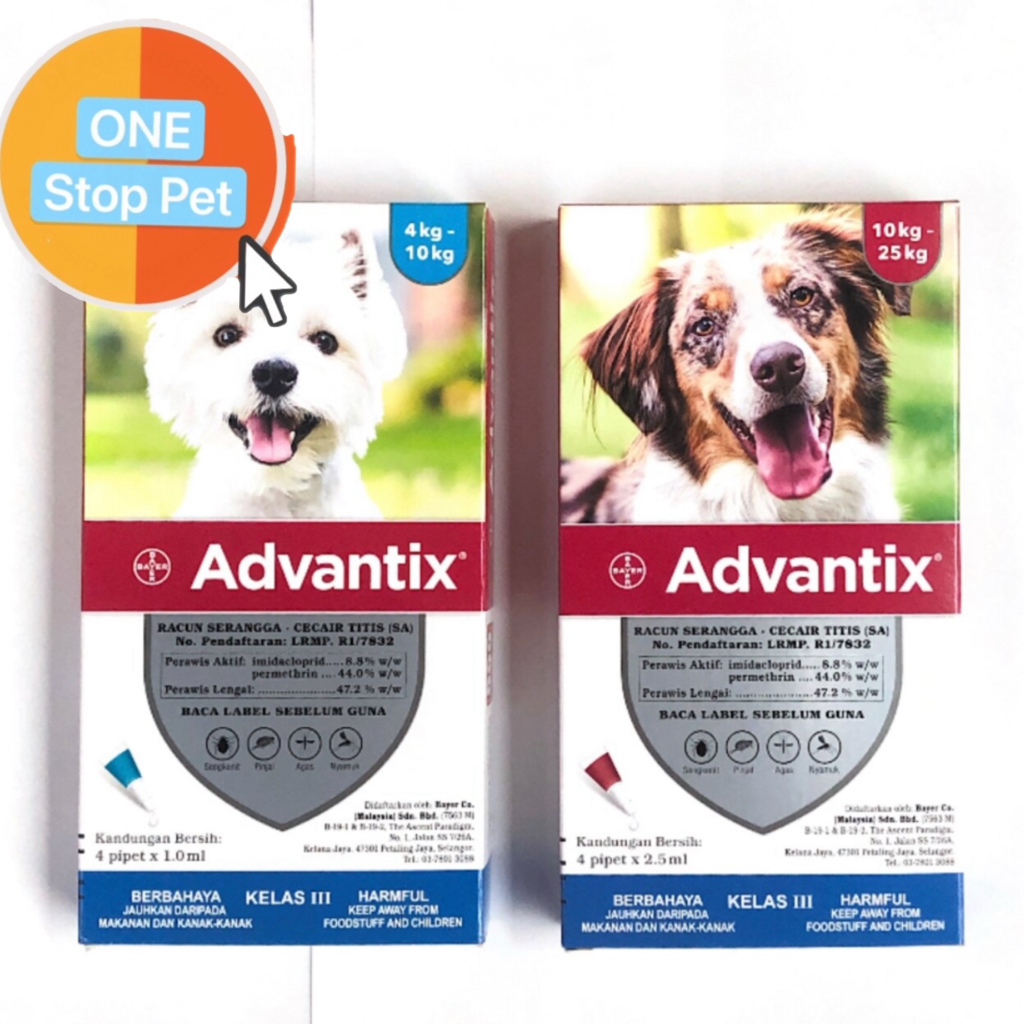 Elanco ADVANTIX M/L FOR DOGS (4 PIPETS), TICK & FLEA Ready Stock ...