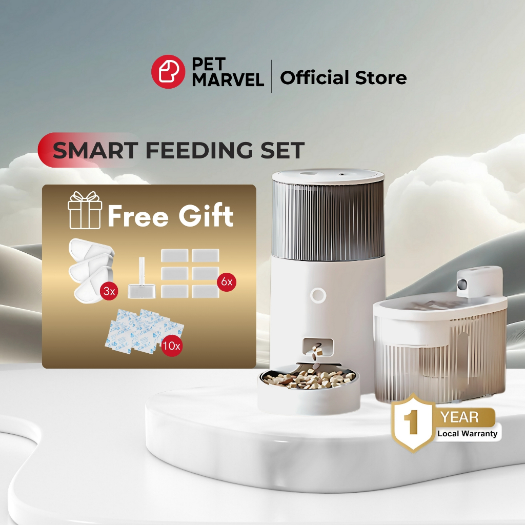PET MARVEL Smart Feeder Set Smart MINI Pet Feeder Dispenser and ...