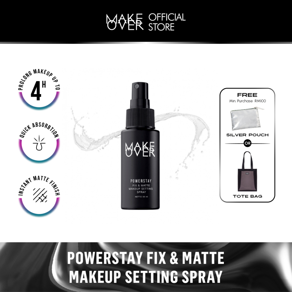 MAKE OVER Powerstay Fix & Matte Makeup Setting Spray- Extends Makeup ...
