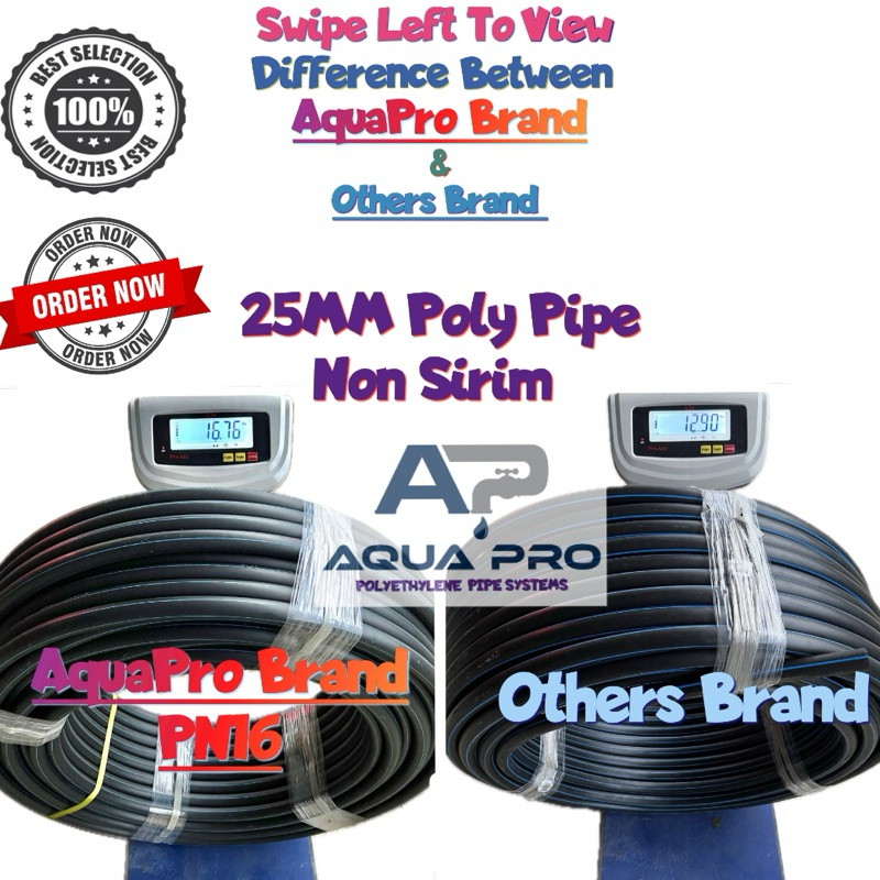 AquaPro 100% Guarantee Tebal Macam Sirim / HDPE Poly Pipe 25MM X ...