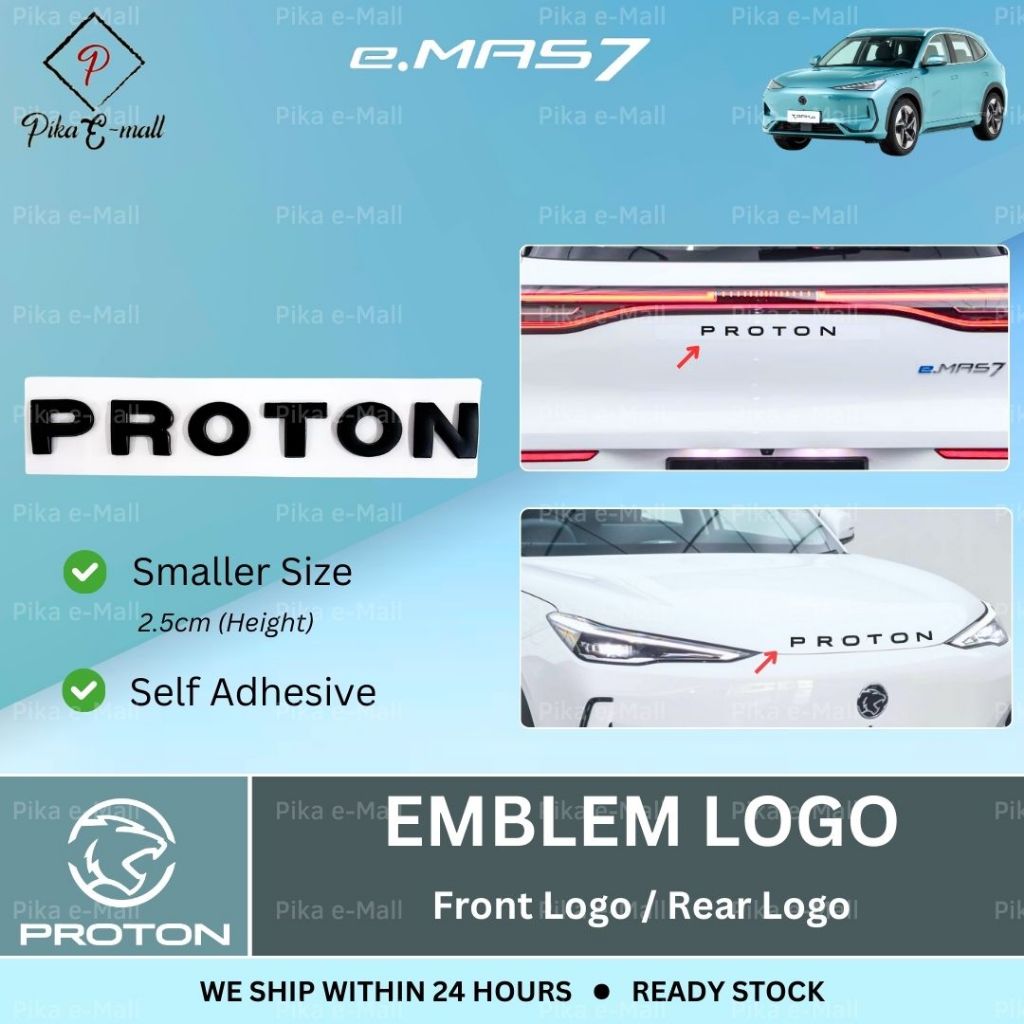 NEW Proton e.MAS 7 Rear Front Car Emblem Logo Sticker Proton emas 7 ...