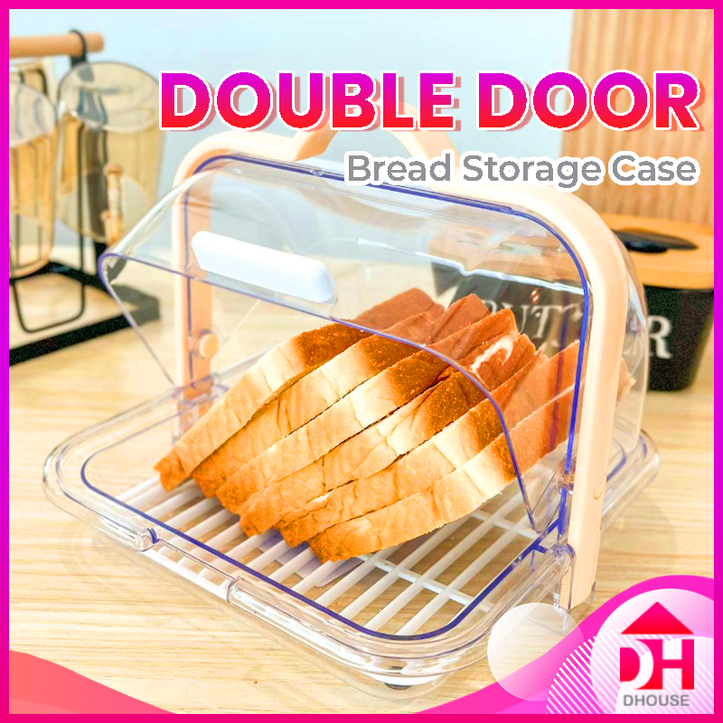Portable Bread Box Cake Pastries Cookies Transparent Cover Double Door ...