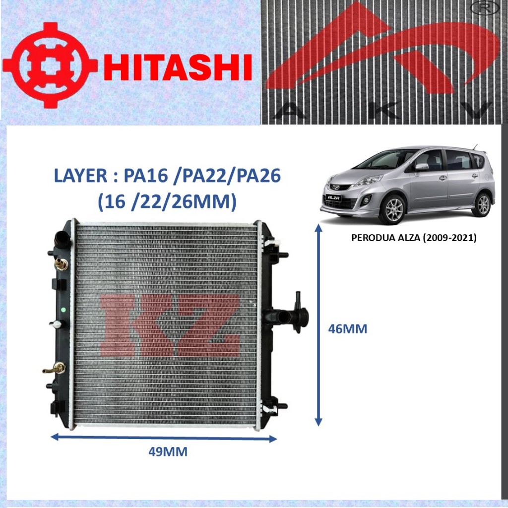 PERODUA ALZA 1.5 AUTO 2009-2021 - RADIATOR PA16 / PA22 /PA26 | Shopee ...