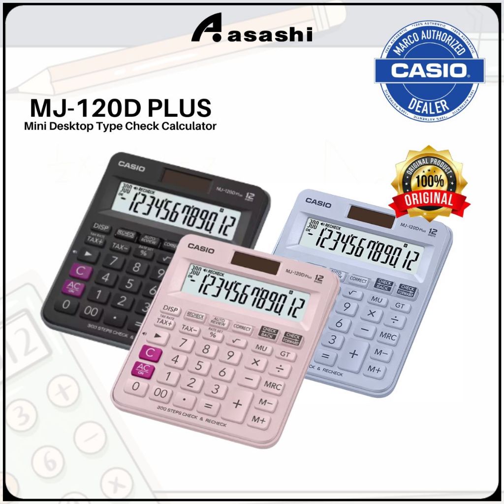 Casio MJ-120D PLUS Mini Desktop Type Check Calculator 300 Steps Check ...
