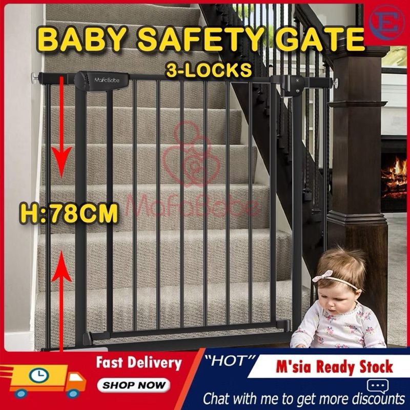 Mafababe Safety Lock Baby Gate 75-82CM Baby Safety Gate Auto Lock Pagar ...