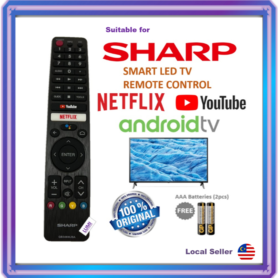 Original Sharp Netflix YouTube Smart LED TV remote control GB346WJSA ...