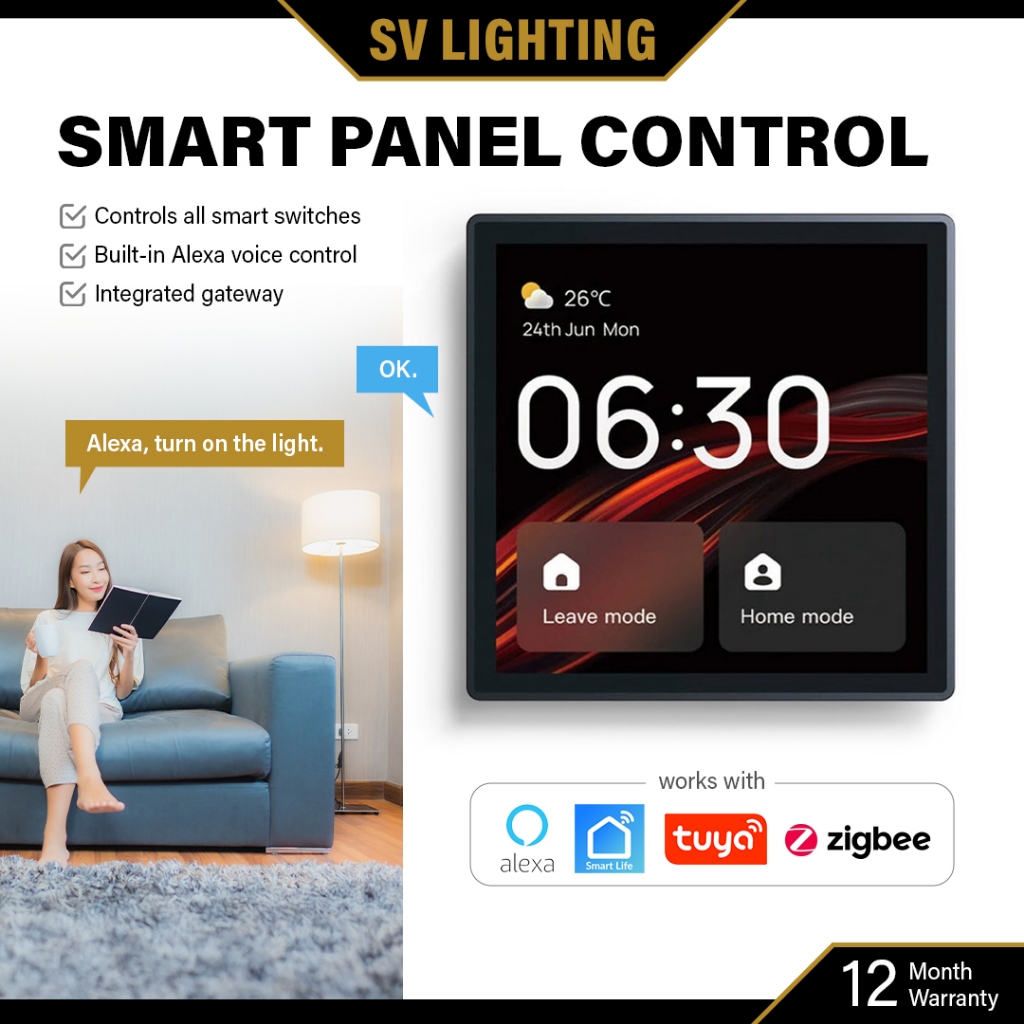 Tuya SmartHome Multi-functional Touch Screen Control Panel 4-inch Central Control Intelligent ...