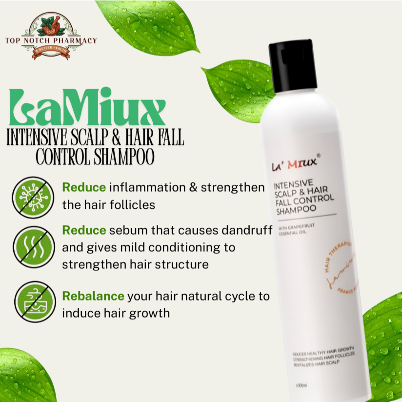 LaMiux Intensive Scalp & Hair Fall Control Shampoo (300mL) No SLS No ...