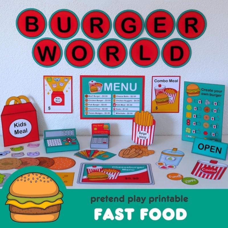 Paper Doll Burger World Pretend Play Activity Education Preschool ...