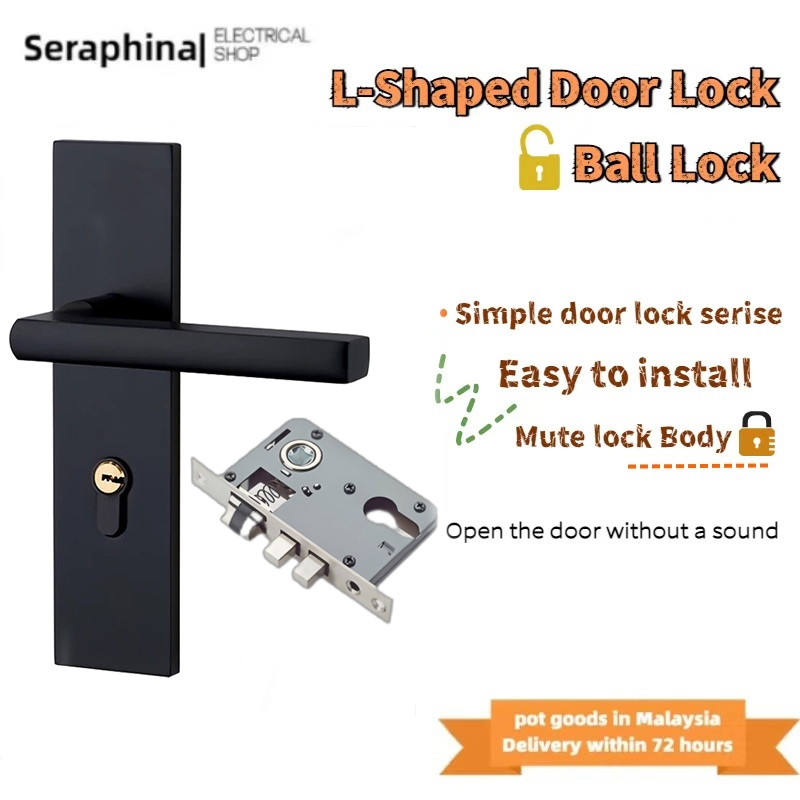 Door Lock Set Tubular Lever Cylindrical Cylinder Door Lock Tombol Pintu ...