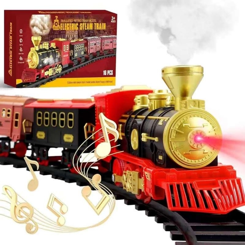 Mainan Kereta Api/ Classic Train With Smoke Effect Electric Railway ...