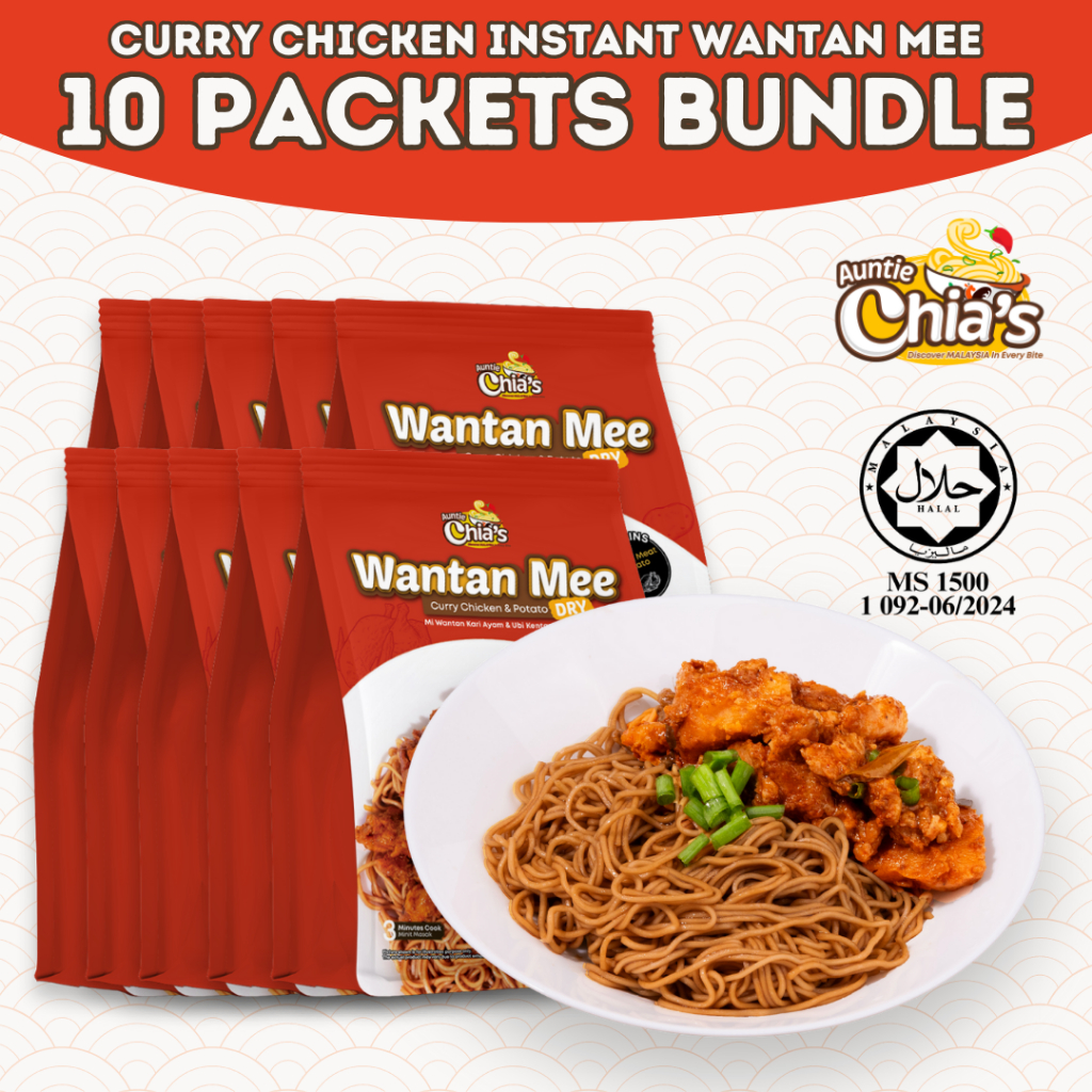 [HALAL 10 Pkt] Auntie Chia's Mee Wantan Segera Kari Ayam 230G/Pek | Mi ...