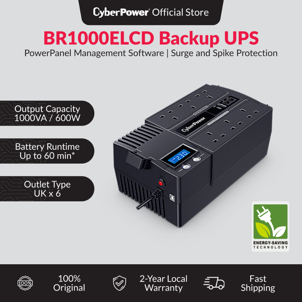 CyberPower BR1000ELCD Backup UPS Systems 1000VA with Energy Saving ...