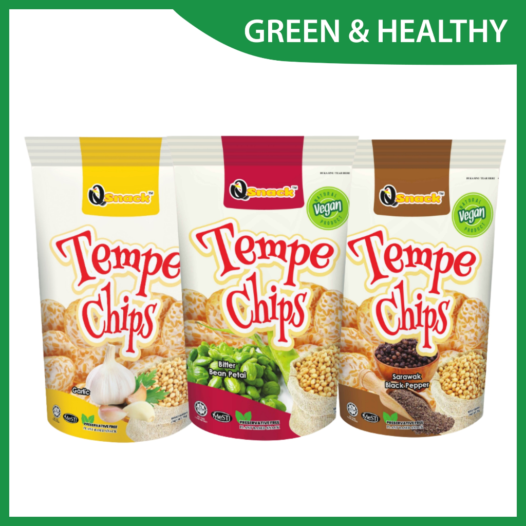 Qsnack Tempe Chips [Garlic/Bitter Bean Petai/Mix Sarawak Black Pepper ...