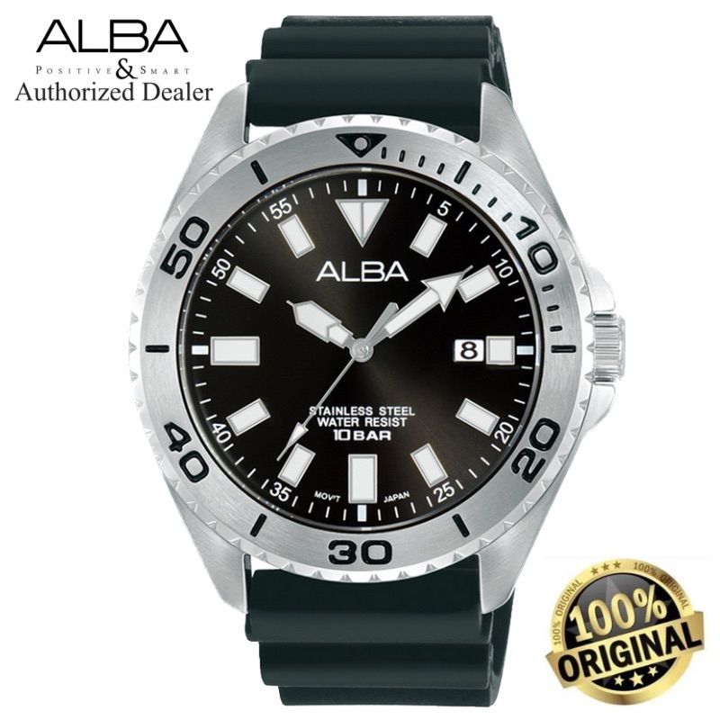 (Official Warranty) Alba Active Black Dial Black Rubber Strap Men Watch ...