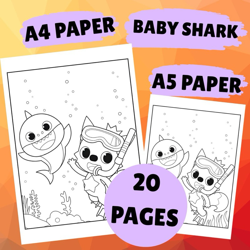 BABY SHARK - SETS OF 20 COLORING PAGES WITH MANY THEMES FOR KIDS READY ...