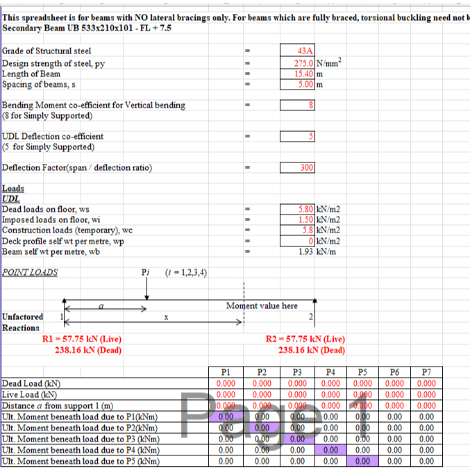 Steel Beam with Point Load Design Excel Spreadsheet | Shopee Malaysia