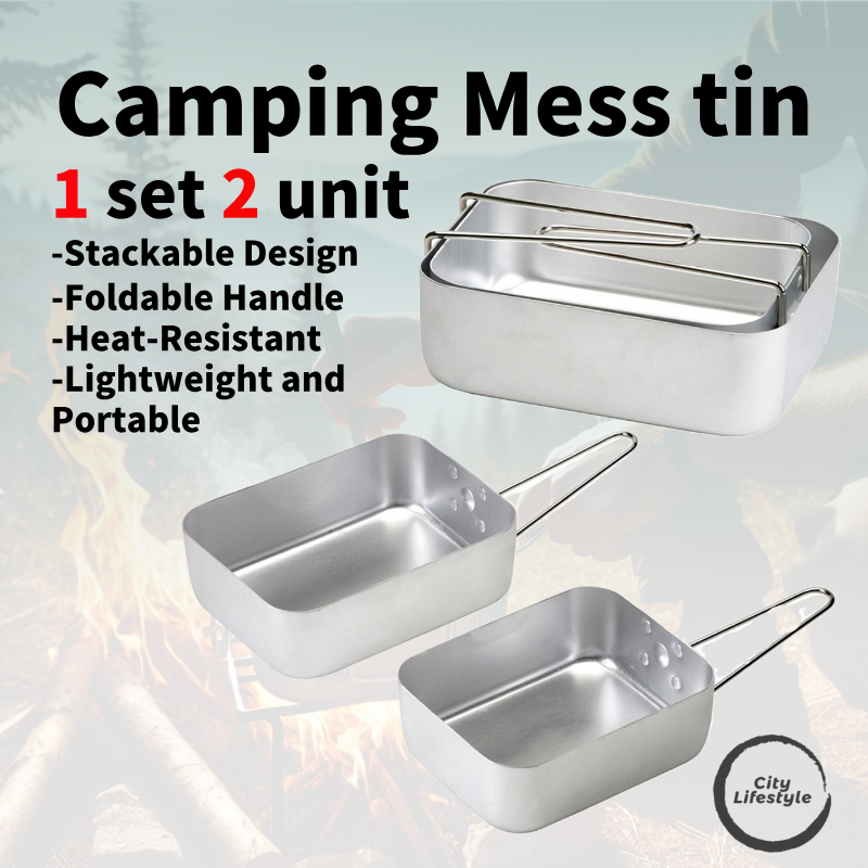 Camping Aluminium Messtin 2Pcs Mess Tin Cookware Set Memasak Outdoor ...