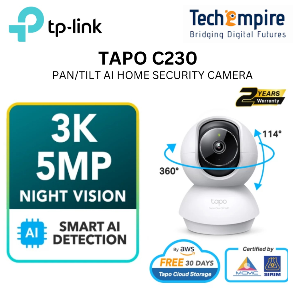 TP-Link 5MP 3K Wireless Security AI CCTV With Smart AI Detection Tapo C230 | Shopee Malaysia