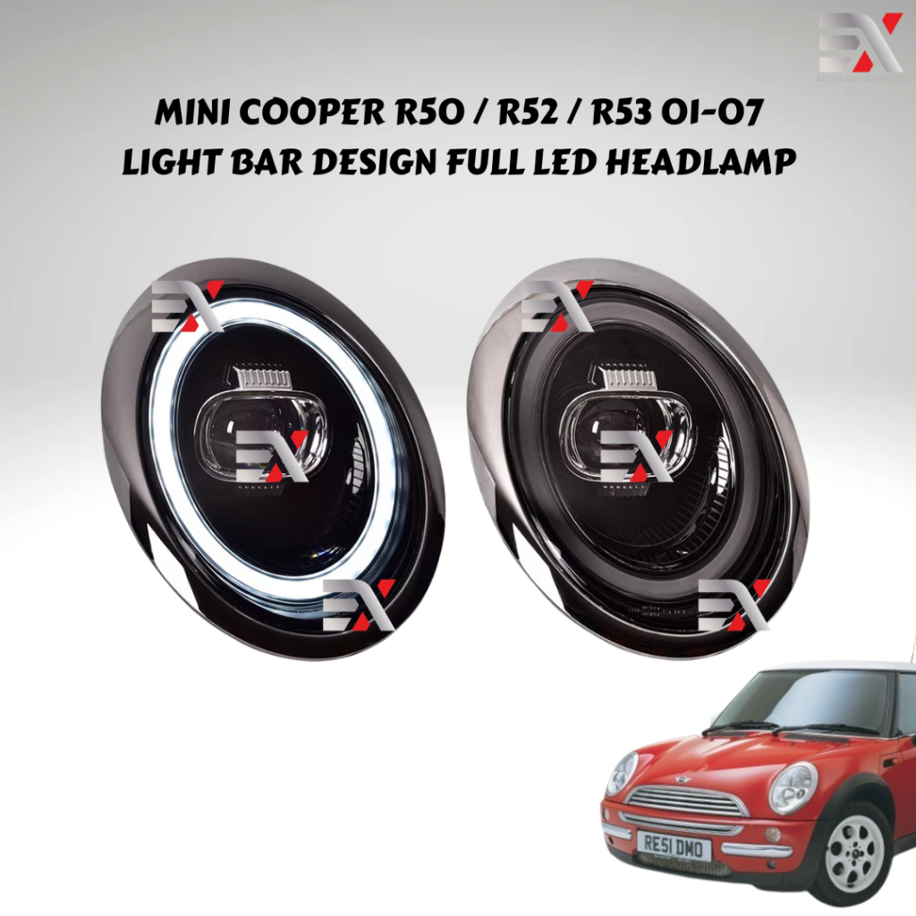 MINI COOPER R50 / R52 / R53 LED HEADLAMP - LIGHT BAR DESIGN - SCANNING ...