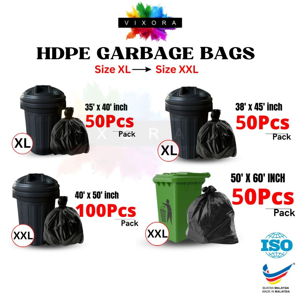 Plastic Garbage Bag HDPE Rubbish Bag (XL)(XXL) Plastik Beg Sampah (XL ...