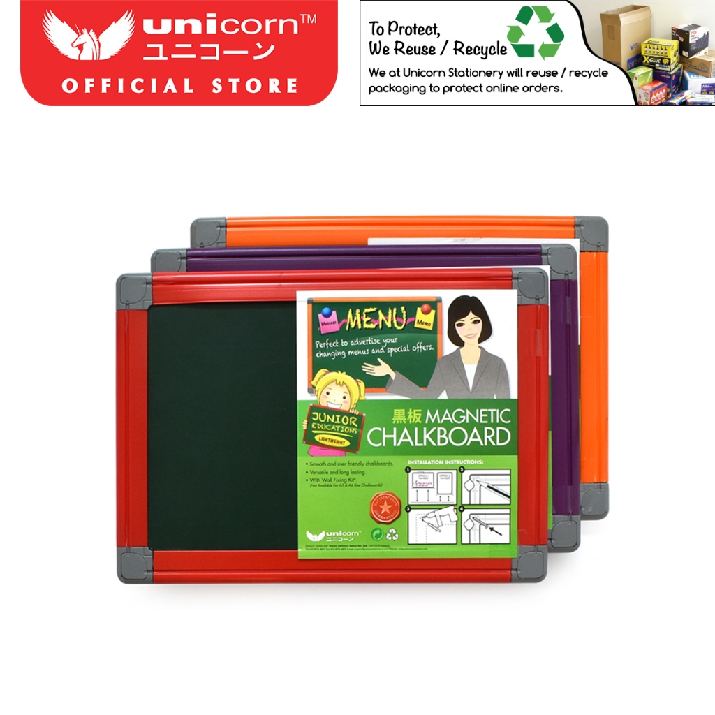 (Stock Clearance) Unicorn Magnetic Chalkboard Blackboard A4 Size GMB-A4M Random Colour | Shopee ...