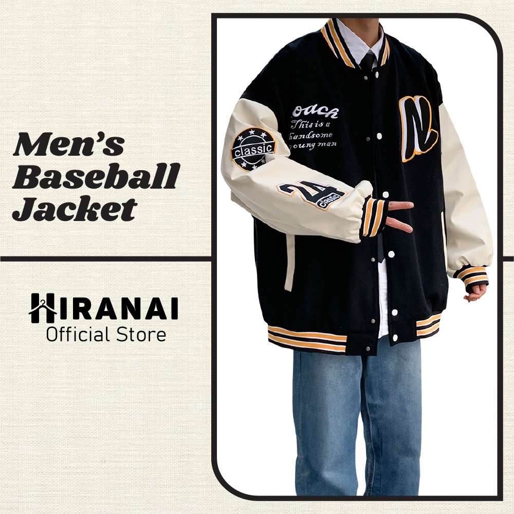 Men Baseball Jacket Varsity College Long Sleeve Jaket Lelaki Retro ...
