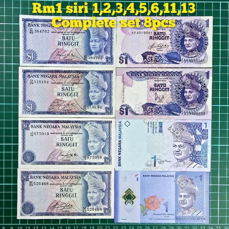 (A240) rm1 siri 1,2,3,4,5,6,11,13 rm1 lama duit kertas lama duit syiling lama mata wang lama ...