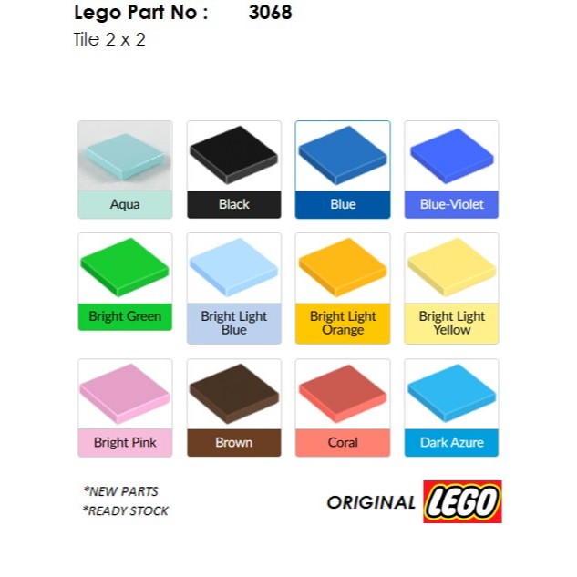 [Ready Stock] 3068. Original Lego Parts : Tile 2 x 2 | Shopee Malaysia