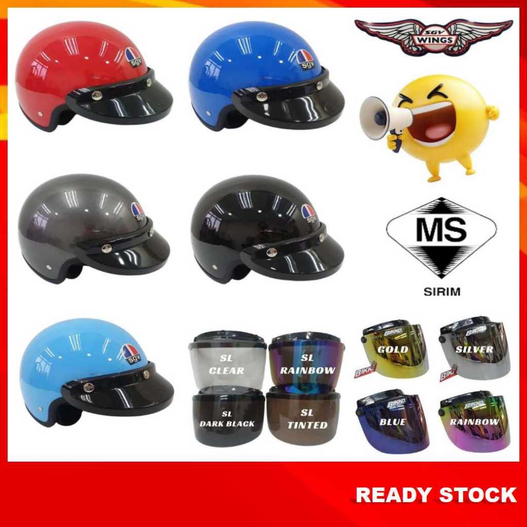 ORIGINAL SGV WINGS HALF HELMET Motorcycle SIRIM With Cap/BOGO BIKKO SL ...