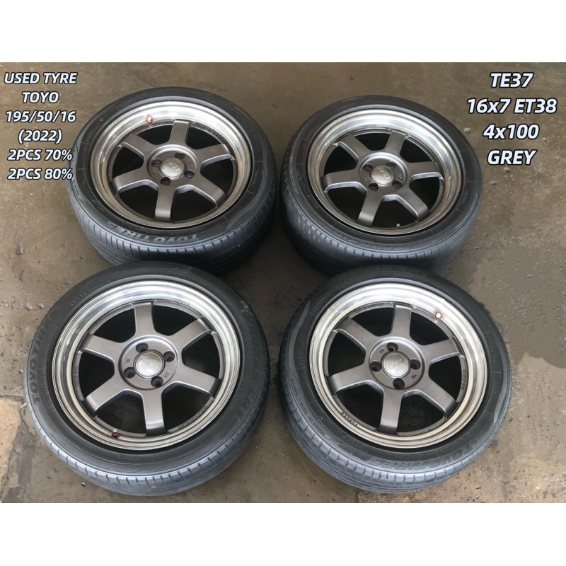 USED RIM TE37 16 INCH WITH TYRE 195/50/16 FOR MYVI ALZA WIRA VIOS YARIS ...