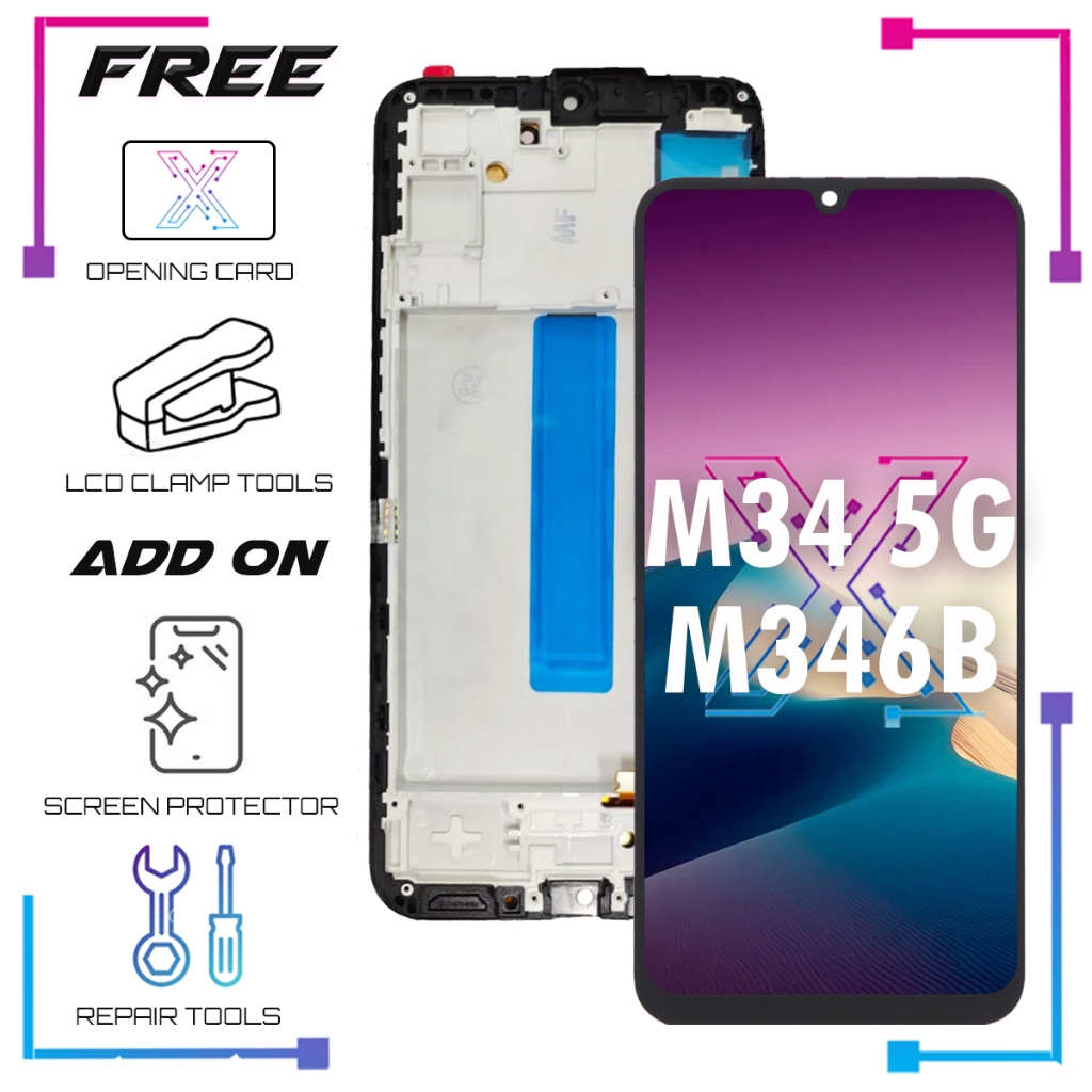 Lcd For Samsung M34 5G M346B With Frame (With Touch Screen Display ...