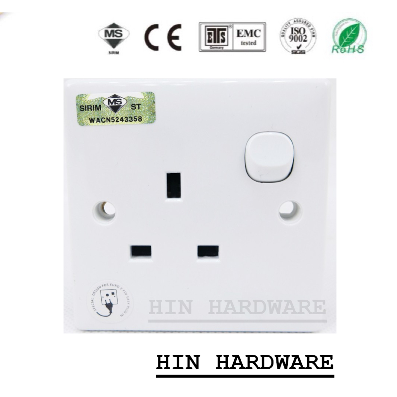 HIN SIRM 13A 250V AC Wall Flush Switched Socket Outlet Plug | Shopee ...