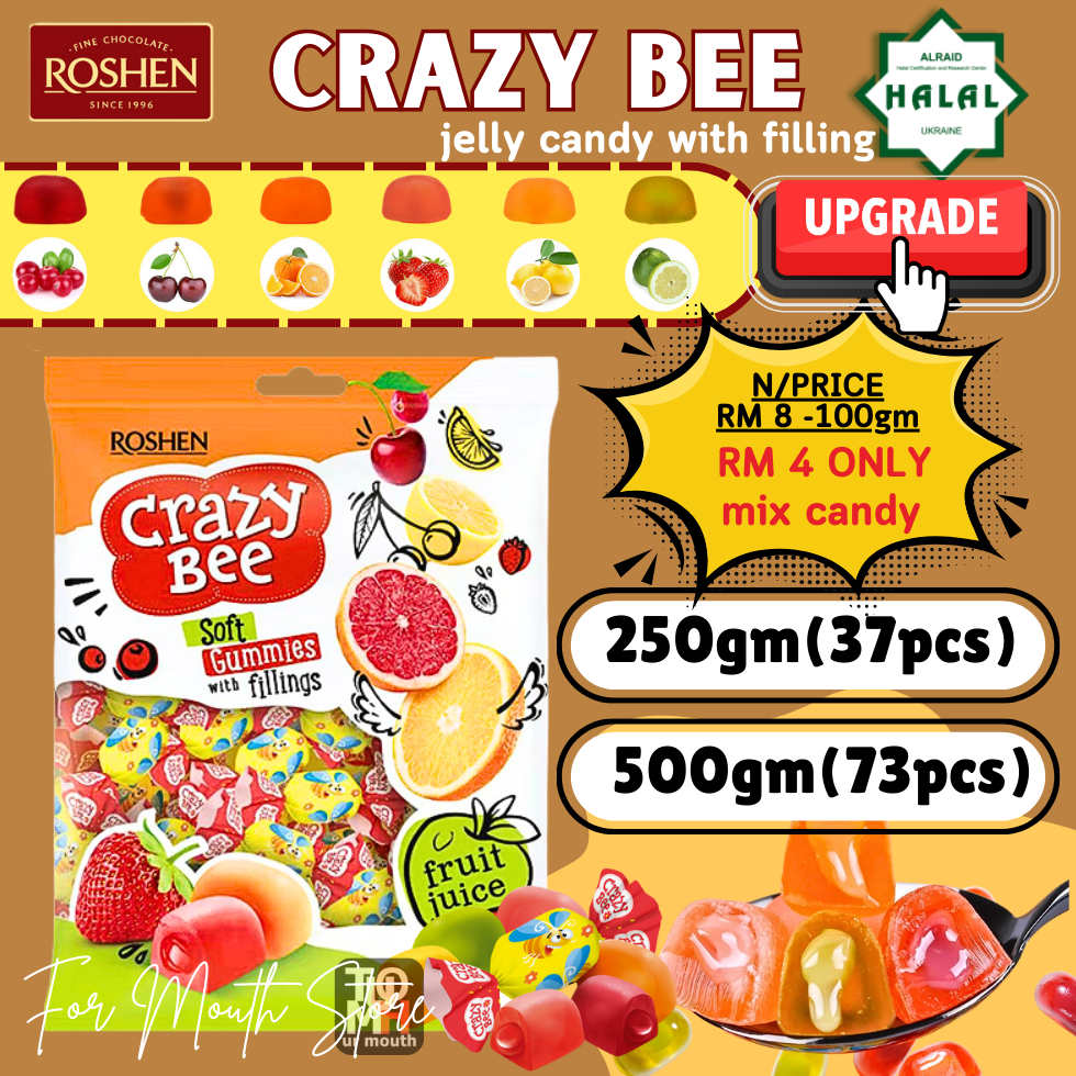 ROSHEN Crazy Bee Jelly Candy Gula-Gula Viral Gummy Halal Candy Crazy ...
